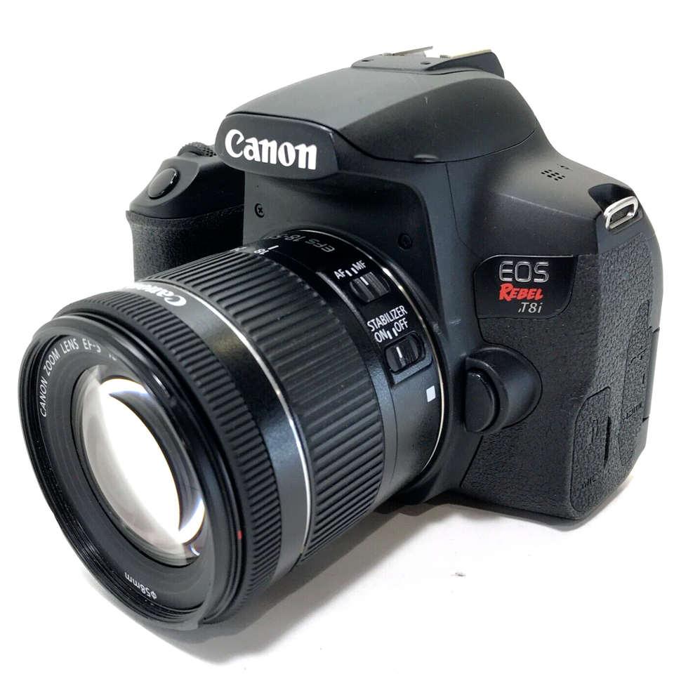 Canon EOS Rebel T8i 24.1MP DSLR 4K EF-S 18-55mm IS STM Zoom Lens ...