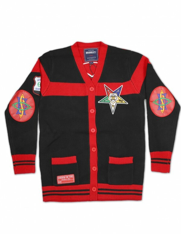 Order of the Eastern Star Cardigan sweater O.E.S Red Wool Long Sleeve ...