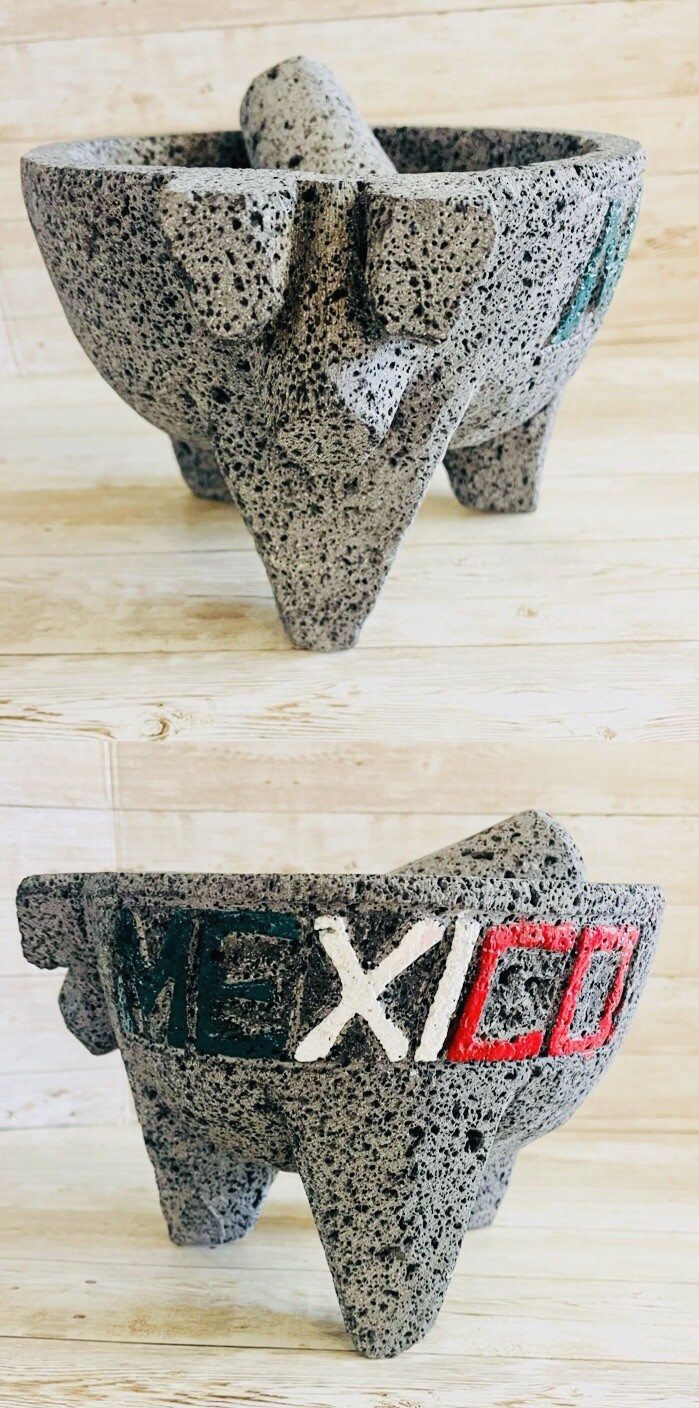 Pig Molcajete/Tejolote Mexican Mortar &Pestle Lava Rock Molcajete ...