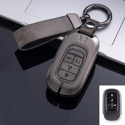 Zinc Alloy Leather Car Key Fob Case Cover For Honda Civic HR-V CR-V ...