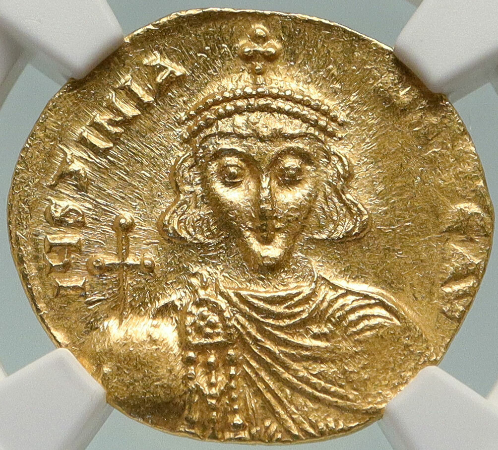 JUSTINIAN II Genuine Ancient 686AD GOLD Byzantine Solidus Coin CROSS ...