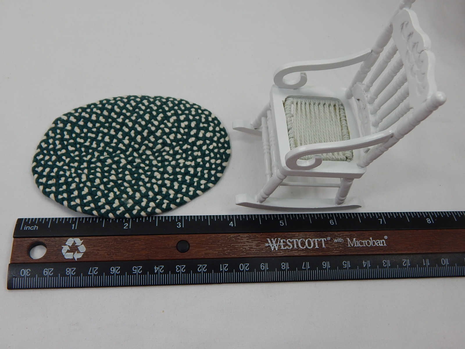 1:12 Scale Dollhouse Miniature Small Rocker Rocking White Chair With ...