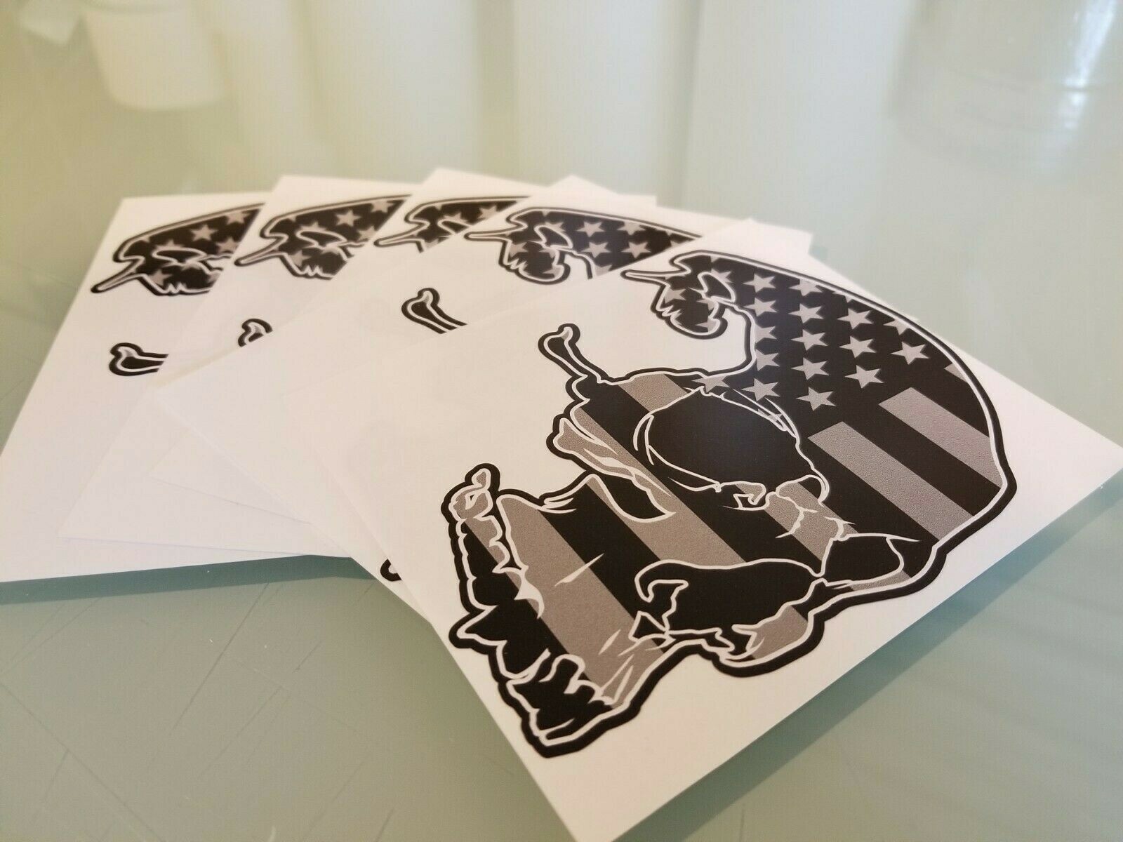 Subdued American Flag Skull Vinyl Decal Bumper Sticker Gun Metal Grey ...