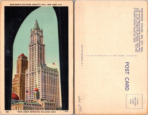 Woolworth Building and City Hall New York NY Postcard | eBay