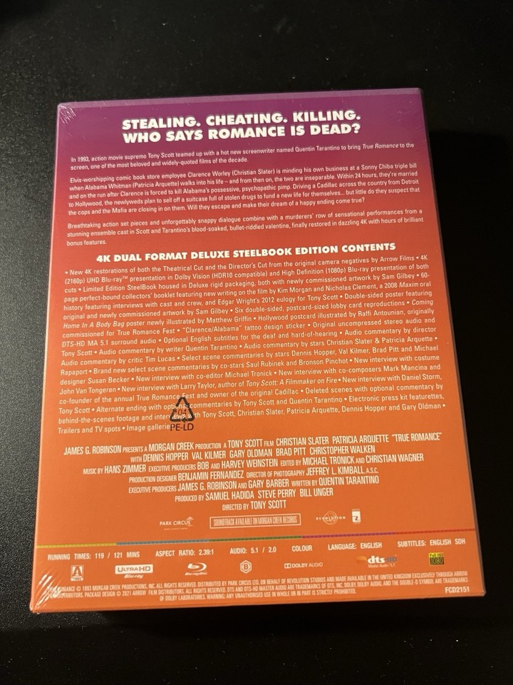 True Romance 4K Full Slip SteelBook UHD Blu-ray Zavvi (UK) 1984 Corner ...