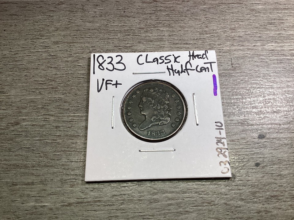 1833-Classic Head Half-Cent (Key Date) VF Condition U.S Coin-032924-10 ...