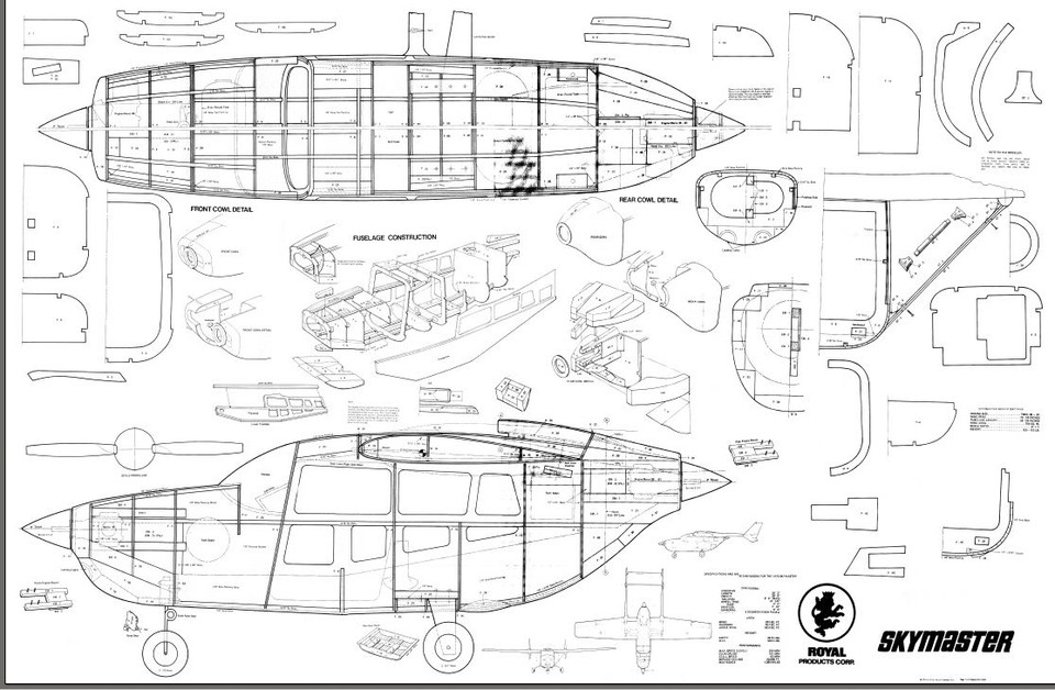 Cessna 337 Skymaster Twin. Giant Scale RC AIrplane Printed Plans | eBay