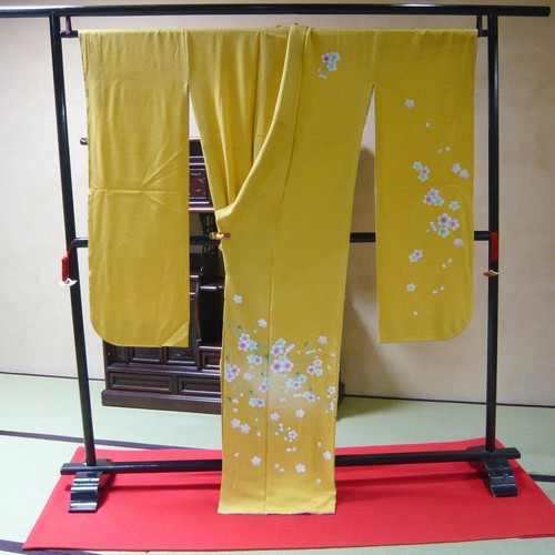 Japanese kimono antique Lemon yellow Edasaki furisode | eBay
