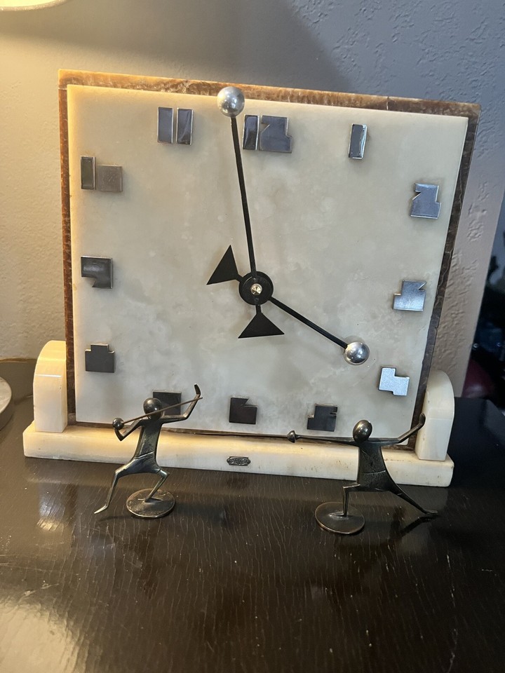 Rare French Art Deco Large ATO Marble Mantel Clock With Outrageous ...