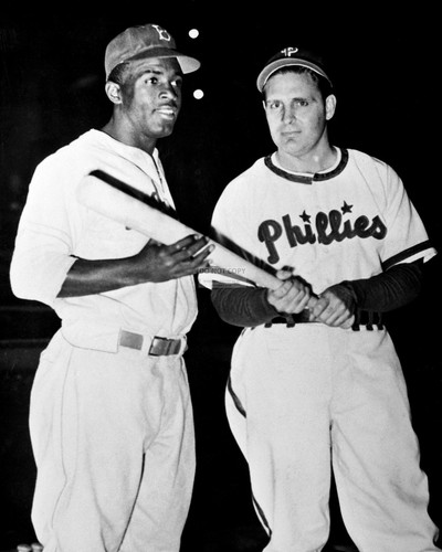 JACKIE ROBINSON WITH PHILLIES MANAGER BEN CHAPMAN - 8X10 SPORTS PHOTO ...