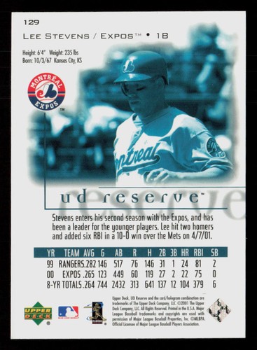 Lee Stevens 2001 UD Reserve #129 Montreal Expos Baseball Card | eBay