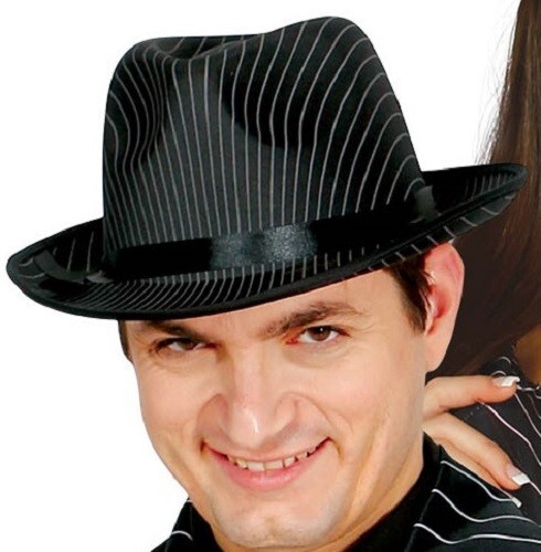 Gangster Wearing Fedora Child's Black Felt Gangster Hat