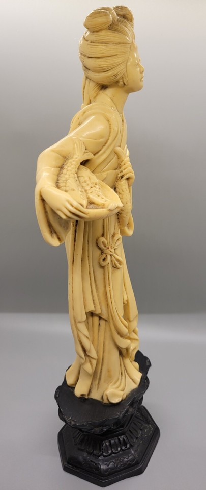 Figurines Vintage Italy Resin Faux Ivory Pair 12” With Fish, Bird | eBay