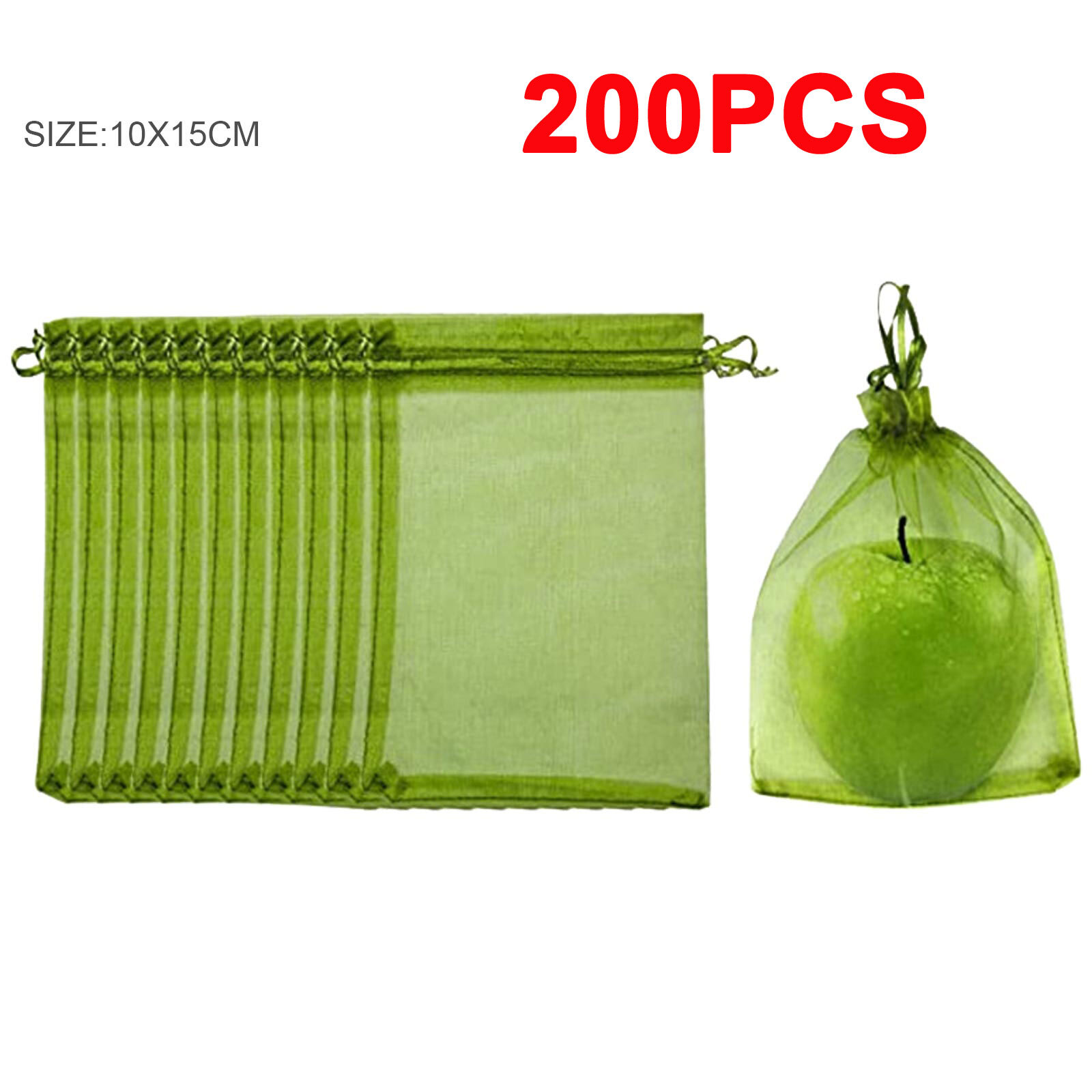200/100 Reusable Plant Fruit Protect Drawstring Net Bag Mesh Against ...