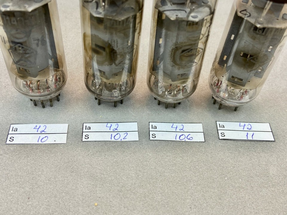4 PCS 6P14P-K 6П14П-К (EL84 / 6BQ5) USED REFLECTOR MATCHED QUAD TESTED ...