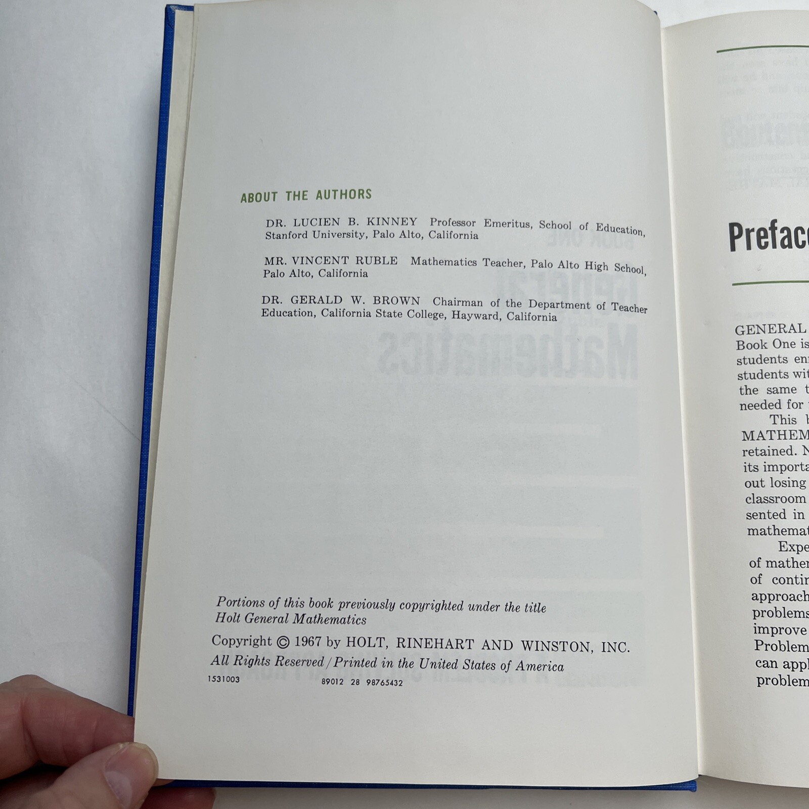 Vintage GENERAL MATHEMATICS Book One A Problem Solving Approach Kinney ...