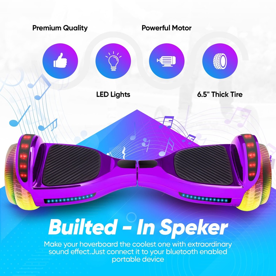 6.5” Hoverboard for Kids Ages 6-12, Bluetooth Hover Board with Tunnel ...