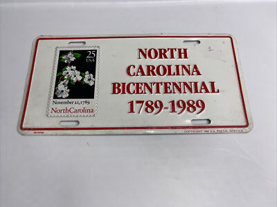 vintage vanity license plate North Carolina Bicentennial 1989 Postal ...