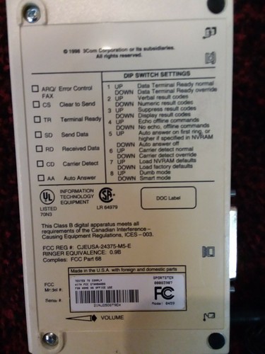US ROBTICS SPORTSTER 33.6 FAX MODEM | eBay