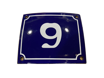 Vintage Style Blue Enamel French House Number Door Steel Metal Sign 9 ...