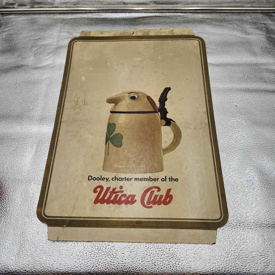 19" Vintage Utica Club bar Beer Sign SCHULTZ DOOLEY poster stand | eBay
