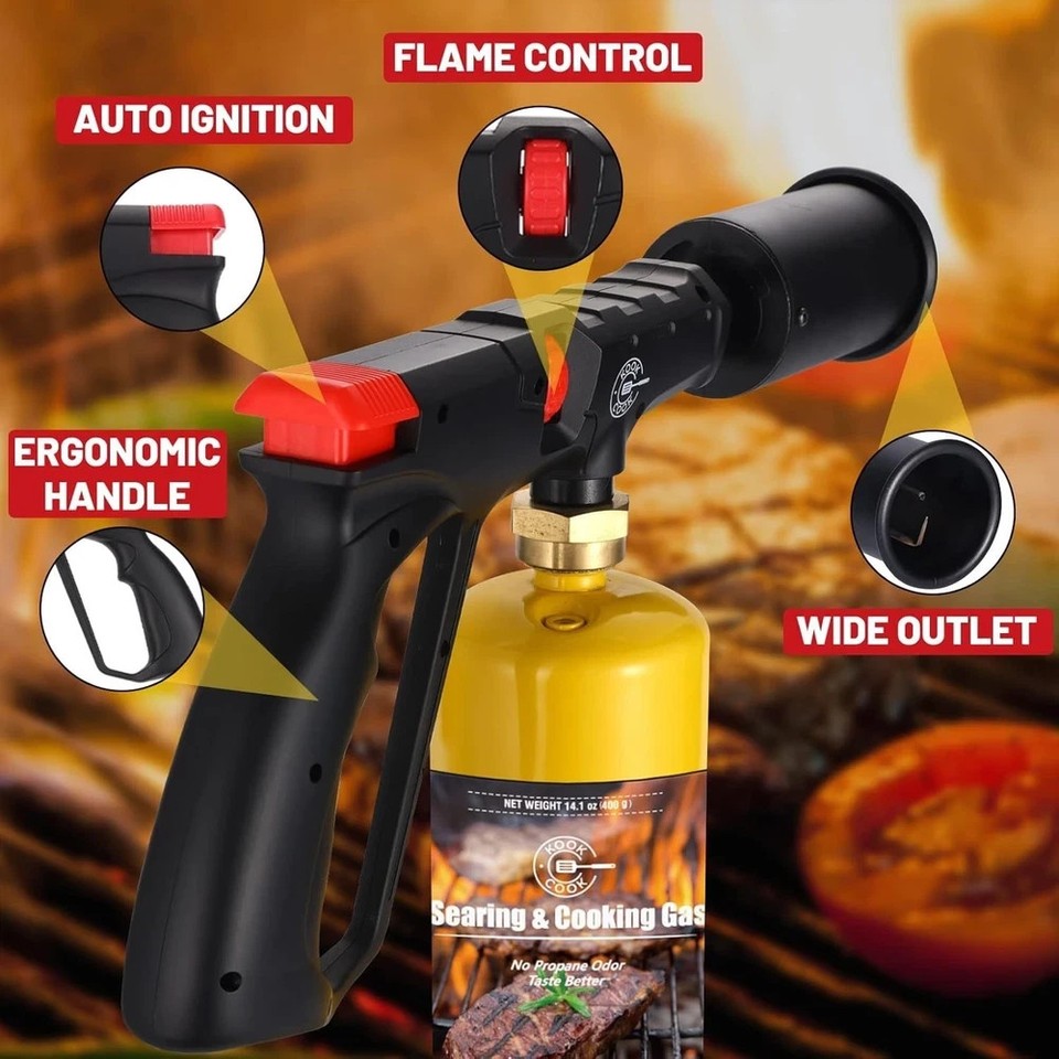 Propane Torch Head, Powerful Flame Thrower Gun, Adjustable Charcoal ...