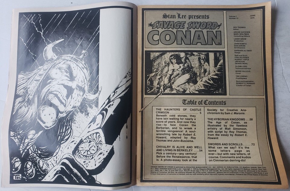 1976 Savage Sword of Conan #12 Marvel Magazine Boris Vallejo Cover | eBay