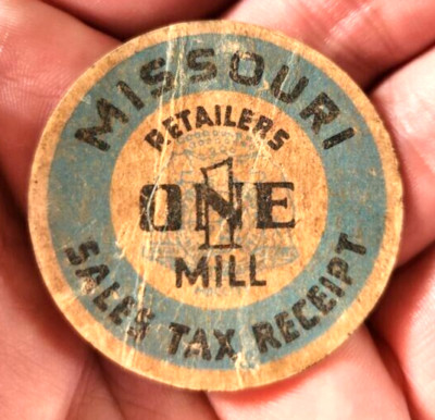 Missouri Retailers One Mill Sales Tax Receipt cardboard token | eBay