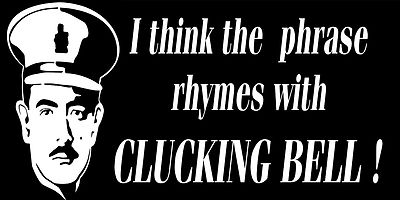 BLACK ADDER STICKER RHYMES WITH CLUCKING BELL STICKER FUNNY BUMPER ...