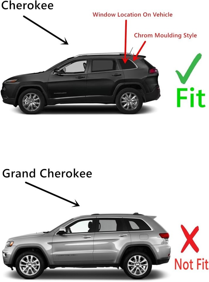 Fit 2014-2018 Jeep Cherokee Driver Left Side Quarter Window Glass ...