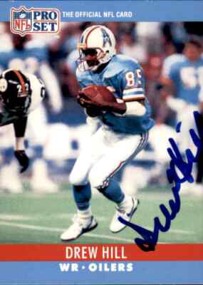 Autographed Drew Hill 1990 Pro Set Houston Oilers Football Card #122 w ...