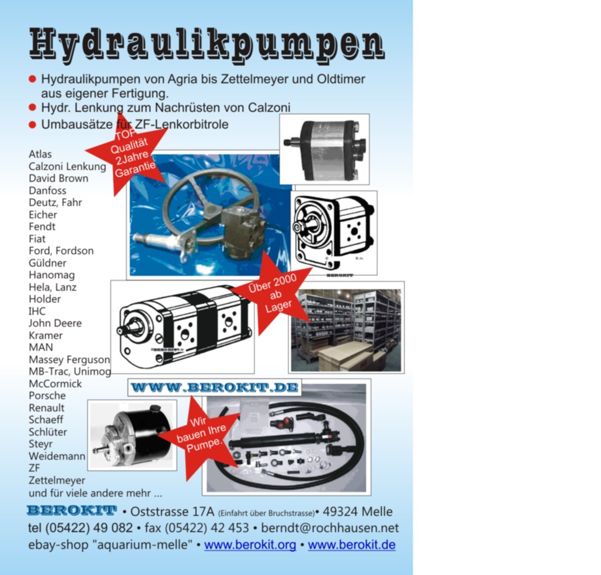 Hydraulikpumpe für MF Landini 3533911M91 3534941M91 3538957M 3538958M ...