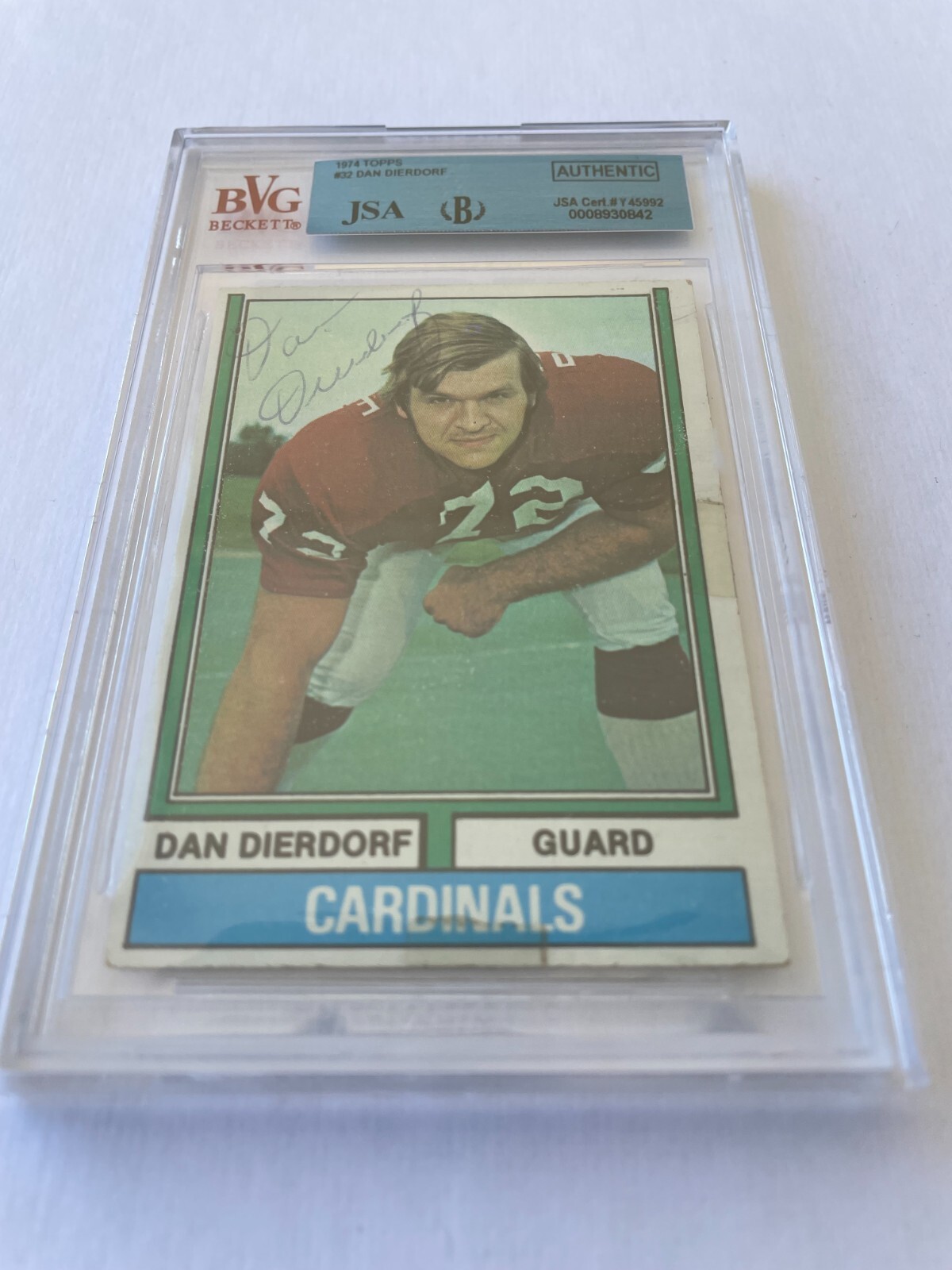 Dan Dierdorf Signed 1974 Topps Card Cardinals JSA Auth & Beckett Encap ...