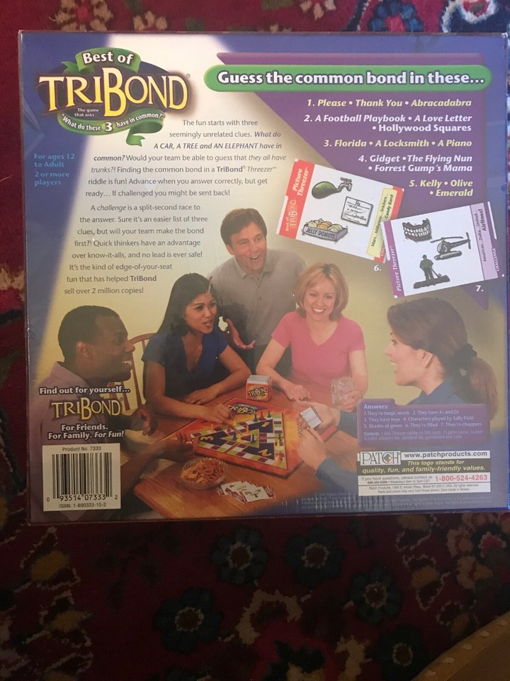 NEW SEALED MATTEL BEST OF TRIBOND GAME COMMON BOND CHALLENGING GAME ...
