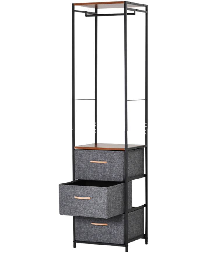 Tall Industrial Furniture Metal Open Wardrobe Narrow Clothes Storage ...