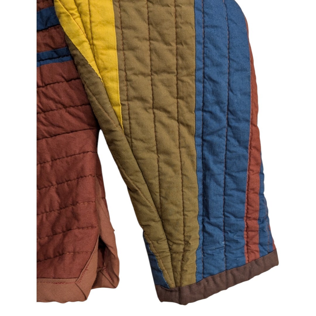 Retro Quilted Jacket Oversized Multi-Color Colorblock Boxy Earth Tone ...