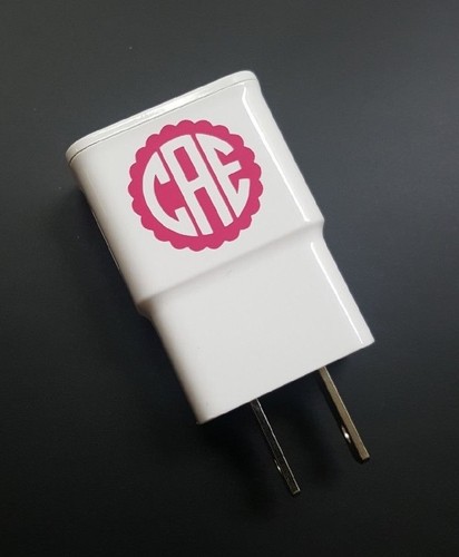 2 Custom Scalloped Monogram Circle Decal Stickers for Samsung iPhone ...