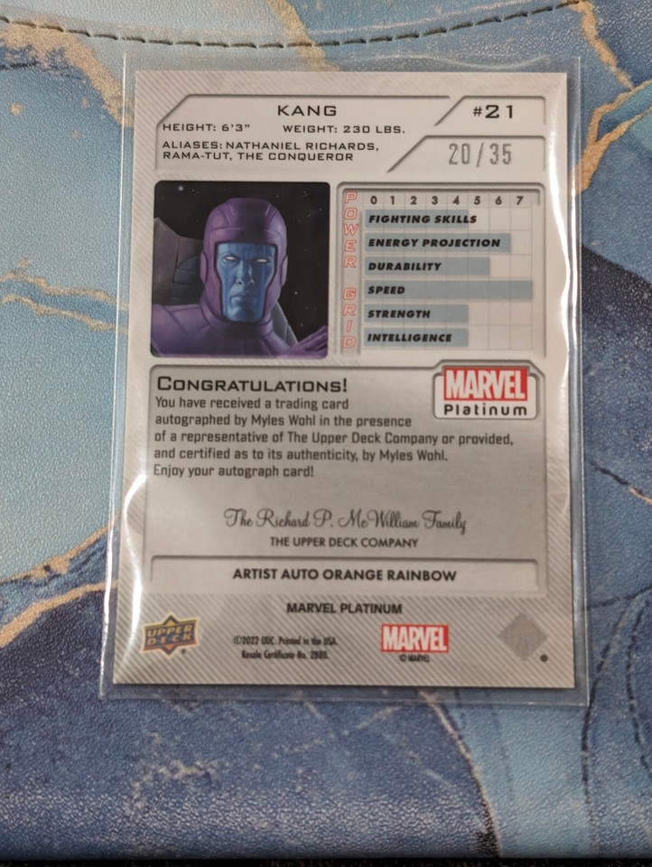 2023 Marvel Platinum Kang Artist Auto Orange Rainbow #'d /35 Myles Wohl ...