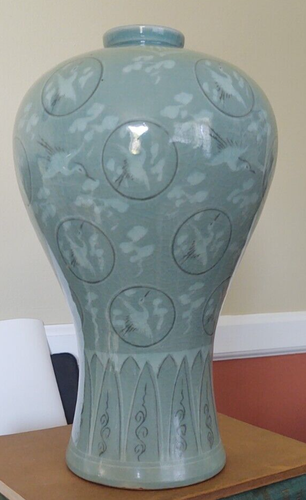 Signed Vtg large 12" Korean “Goryeo Celadon Revival” Pottery ...