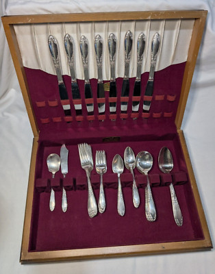 Vintage King Edward NSC Silverplated Flatware Set w/ Anti-Tarnish Chest ...