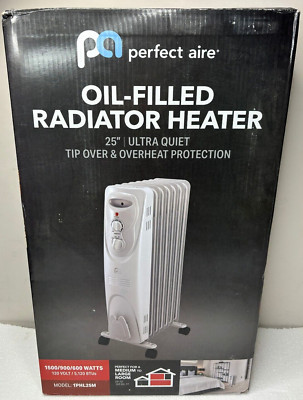 Perfect Aire Oil-Filled Radiator Heater 25" Ultra Quiet Tip Over ...