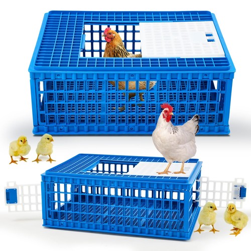 2 Pcs Poultry Carrier Crate 3 Door Chicken Transport Cage Plastic ...