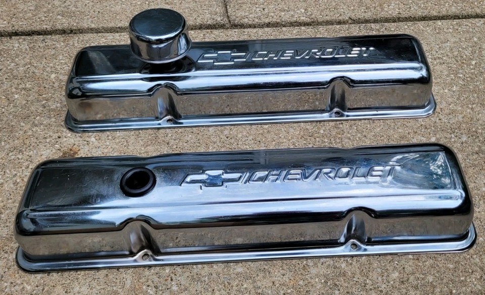 Chevy Small Block Chrome Valve Covers Chevrolet Logo Chrome Finish ...