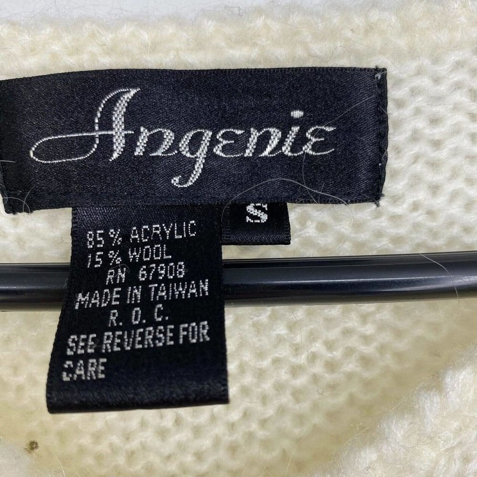 Vintage Angenie Ivory Wool Blend Sweater Sequin Pearl Accents Woman's ...