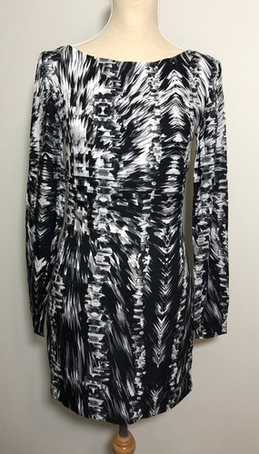 GINGER & SMART Womens Patterned Long Sleeve Silk Sheath Dress Size Aus ...
