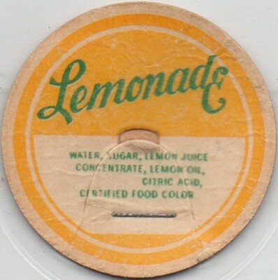 Milk Bottle Cap - Lemonade - generic cap - 1 5/8" | eBay