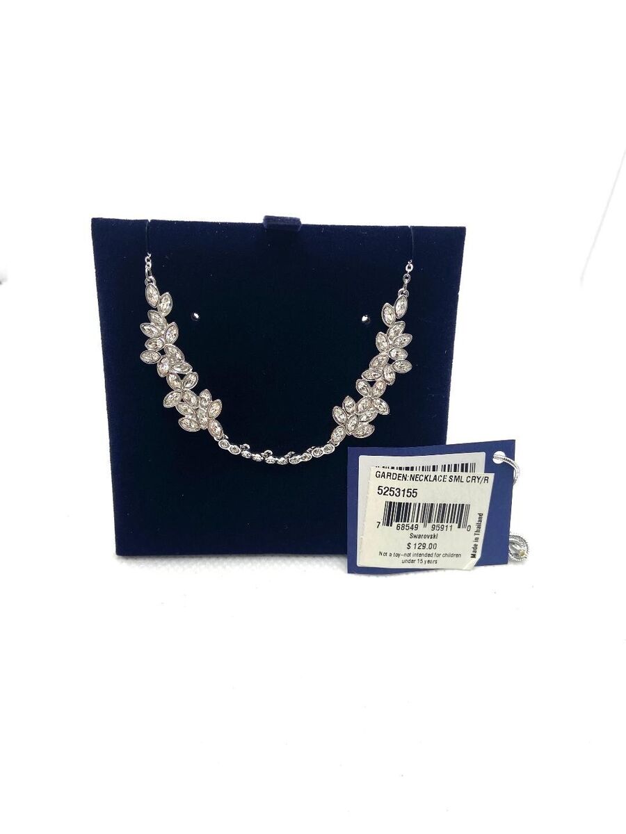 Swarovski Garden Necklace, Branches & Leaves,White, Rhodium Swarovski Garden Necklace, Branches & Leaves,White, Rhodium