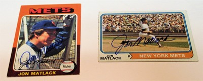 NEW YORK METS JON MATLACK AUTOGRAPHED BASEBALL CARDS TOPPS 75 &75 ...