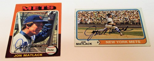 NEW YORK METS JON MATLACK AUTOGRAPHED BASEBALL CARDS TOPPS 75 &75 ...