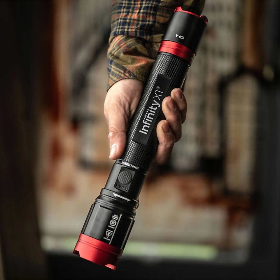 Infinity X1 5000 Lumens Flashlight Rechargeable Dual Power Twist Focus ...